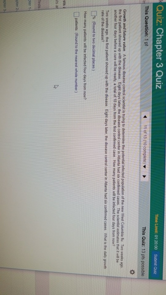 Solved: Quiz: Chapter 3 Quiz Time Limit: 01:20:00 Submit Q... | Chegg.com