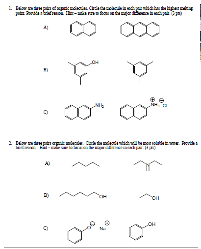 Solved 1. Which one of each pair has the highest | Chegg.com
