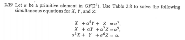 Solved 2.19 Let α be a primitive element in GF(24). Use | Chegg.com