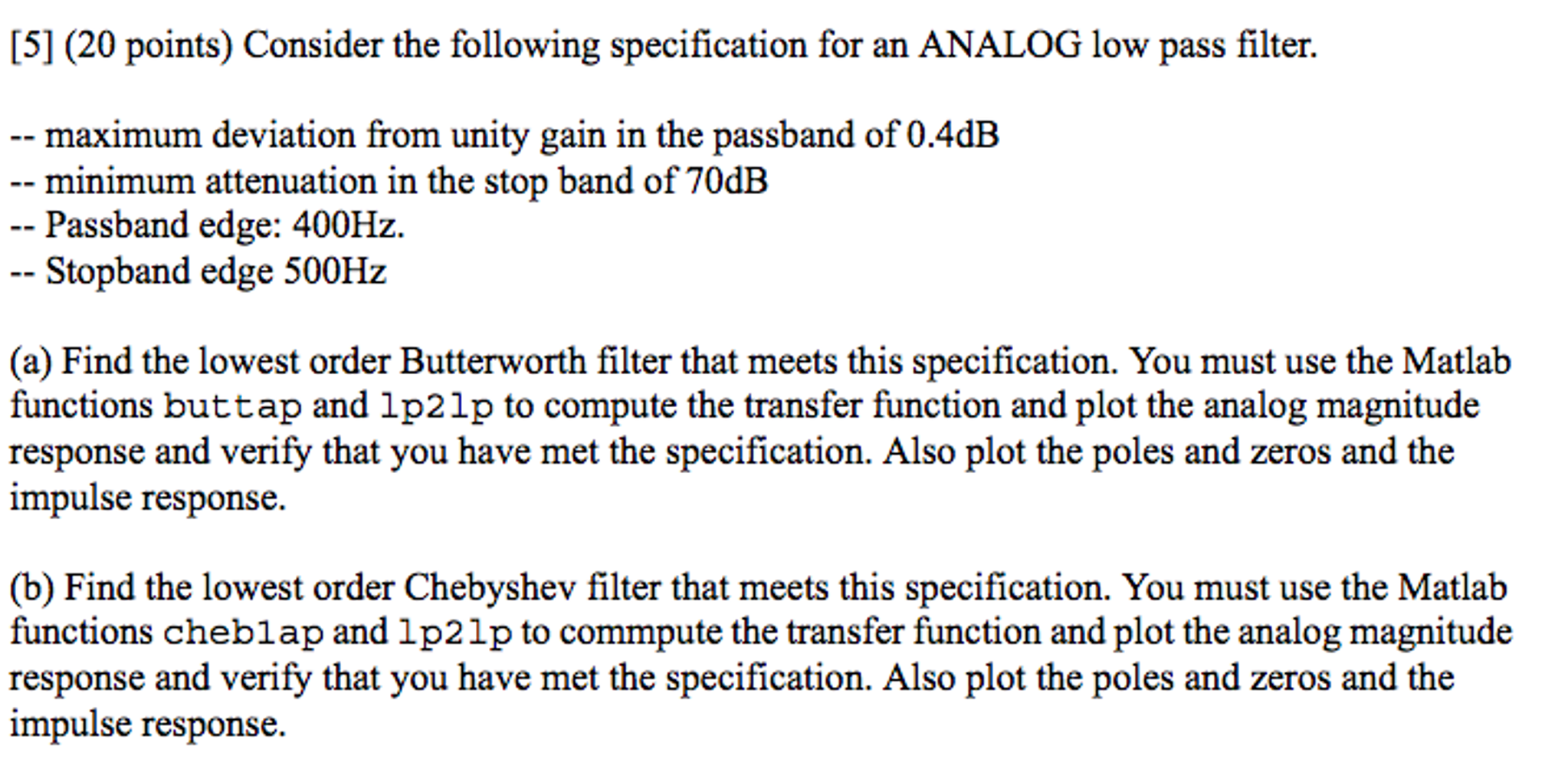 Solved Consider the following specification for an ANALOG | Chegg.com