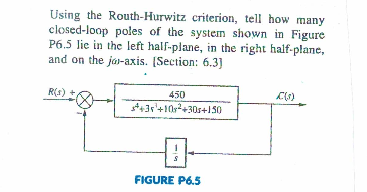 Solved Using the Routh-Hurwitz criterion, tell how many | Chegg.com