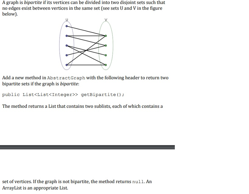 Solved A graph is bipartite if its vertices can be divided | Chegg.com