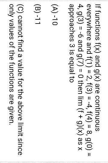 Solved If functions f(x) and g(x) are continuous everywhere | Chegg.com