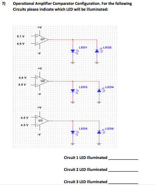 Solved Operational Amplifier Comparator Configuration. For | Chegg.com