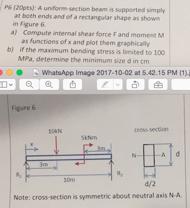 Solved P6 (20pts): A uniform-section beam is supported | Chegg.com