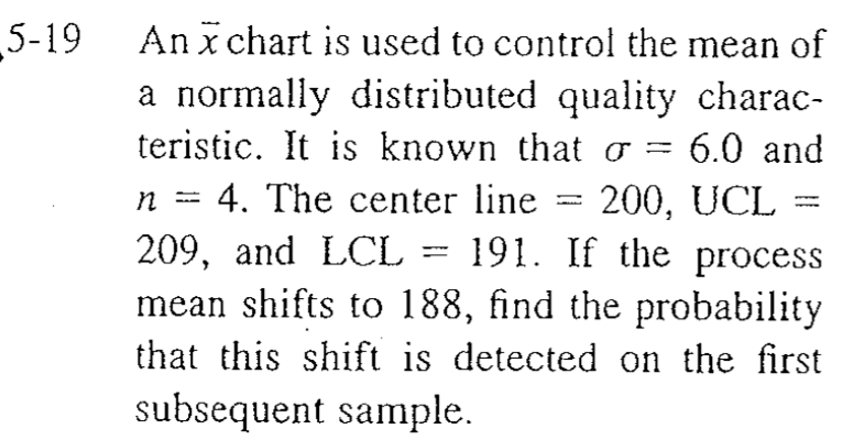 Solved An x chart is used to control the mean of a normally | Chegg.com