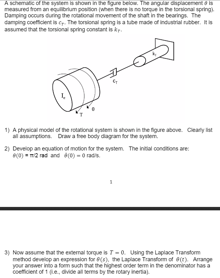 Solved A schematic of the system is shown in the figure | Chegg.com