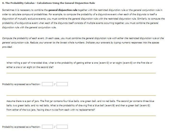 Solved 6. The Probability Calculus Calculations Using the | Chegg.com
