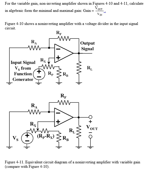 Solved For the variable gain, non-inverting amplifier shown | Chegg.com