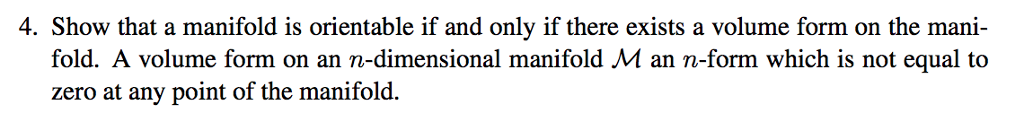 Solved 4. Show that a manifold is orientable if and only if | Chegg.com