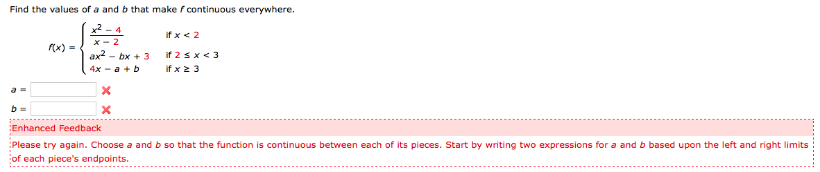 Solved Find the values of a and b that make f continuous | Chegg.com