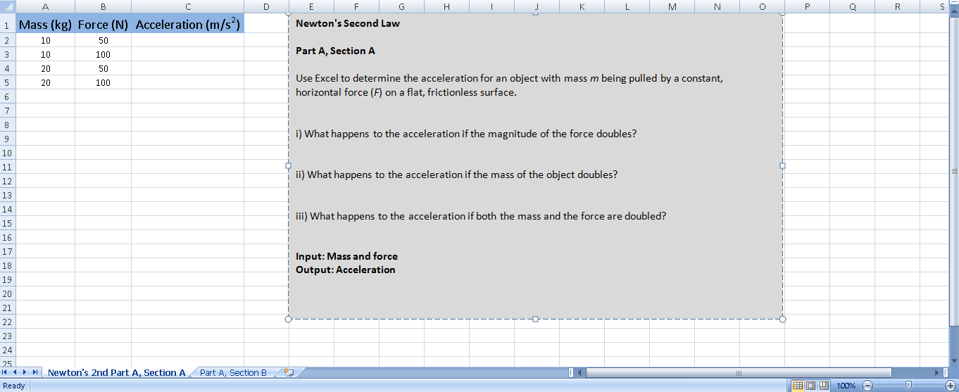 Solved Use Excel to determine the acceleration for an | Chegg.com