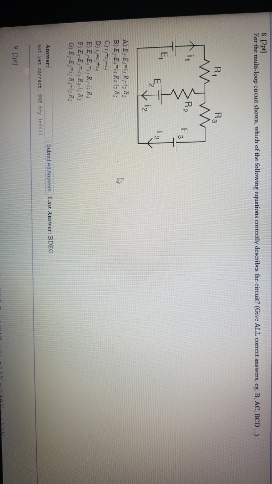 Solved 8. [2pt] For the multi-loop circuit shown, which of | Chegg.com