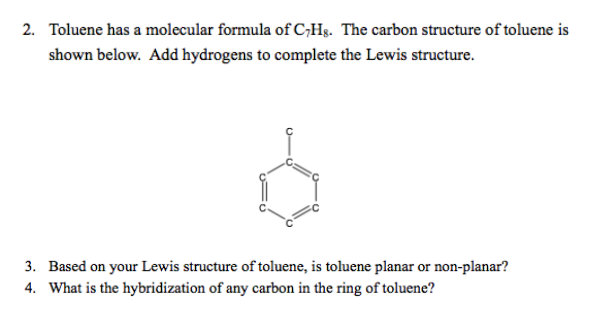 Solved 2. Toluene has a molecular formula of CHs. The carbon | Chegg.com