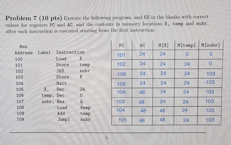 Solved Problem 7 (10 pts) Execute the following program, and | Chegg.com