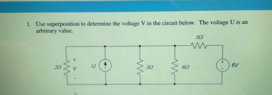 Solved Use superposition to determine the voltage V in the | Chegg.com
