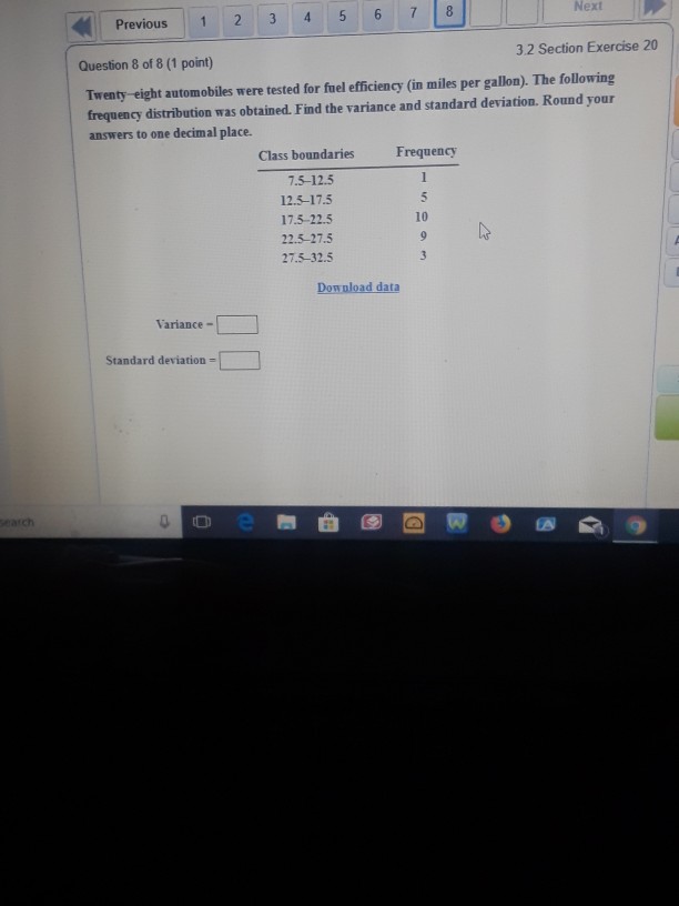 Solved Next Previous 1 2 3 45 67 8 Question 8 of 8 (1 point) | Chegg.com