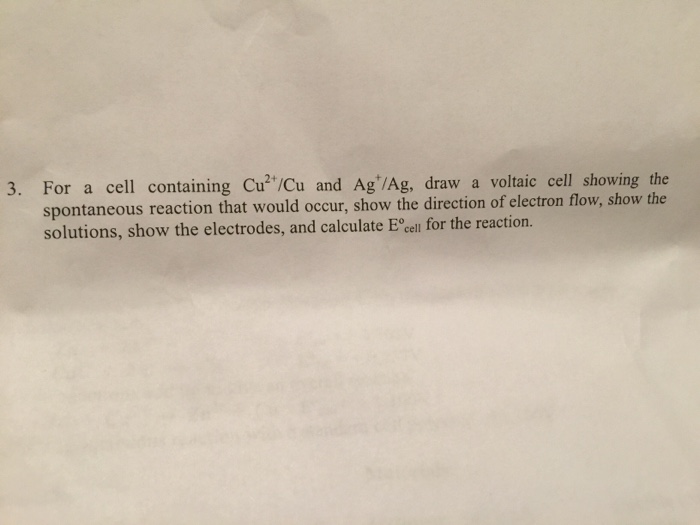 Solved For a cell containing Cu^2+/Cu and Ag^+/Ag, draw a | Chegg.com