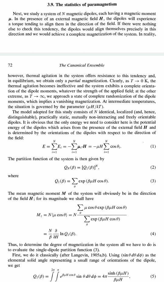 Solved 3.9. The statistics of paramagnetism Next, we study a | Chegg.com