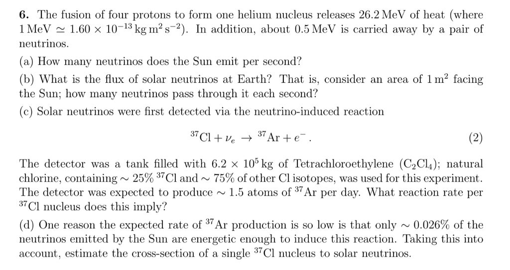 6. The fusion of four protons to form one helium | Chegg.com