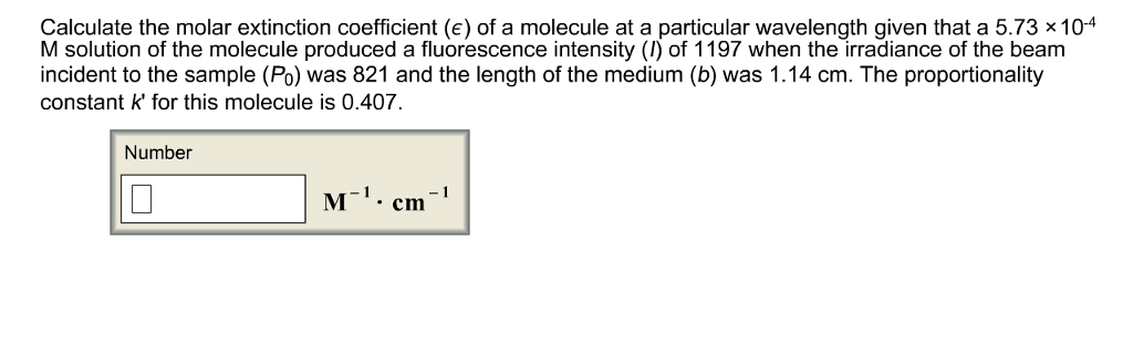 Solved Calculate The Molar Extinction Coefficient E Of A