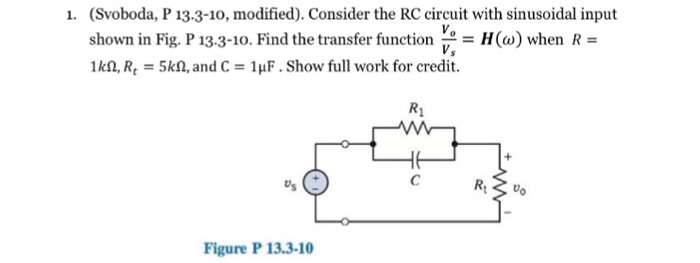 Solved Consider the RC circuit with sinusoidal input y shown | Chegg.com