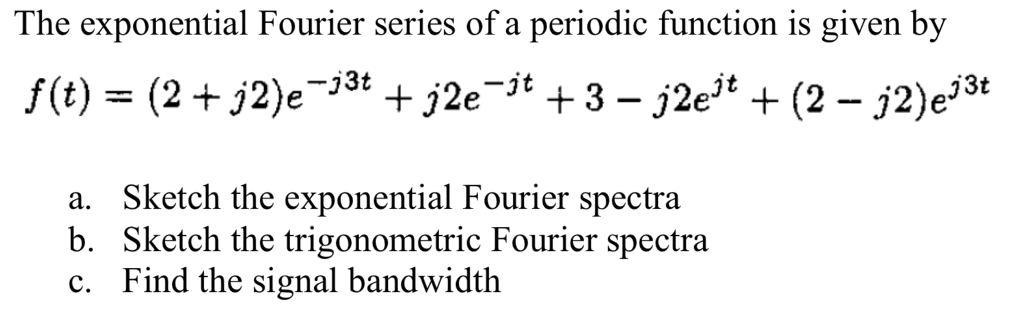 Solved The exponential Fourier series of a periodic function | Chegg.com