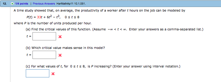 Solved 12. 1/4 points | Previous Answers HarMathAp11 | Chegg.com Solved 12. 1/4 points | Previous Answers HarMathAp11 | Chegg.com