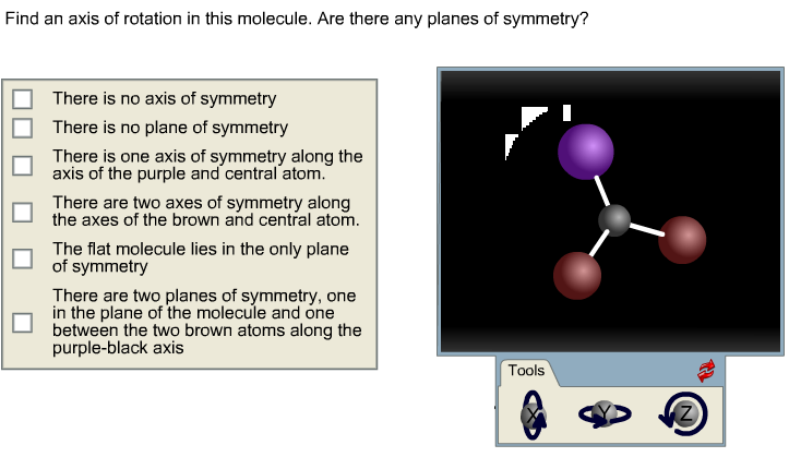 Solved Find an axis of rotation in this molecule. Are there | Chegg.com