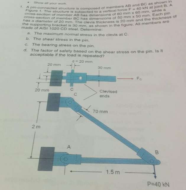 Solved A pin-connected structure is composed of members AB | Chegg.com