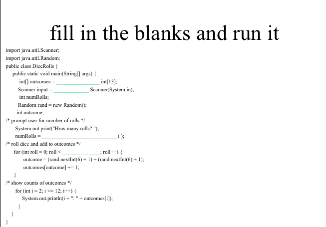 Solved fill in the blanks and run it import | Chegg.com
