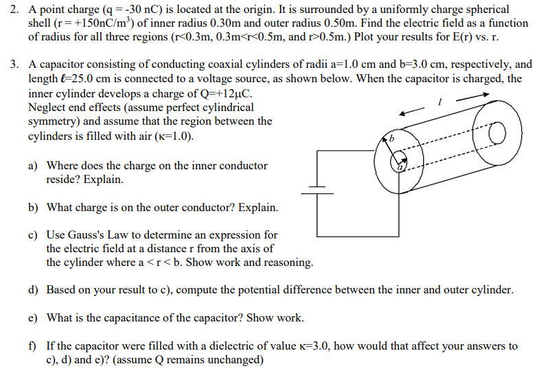 Solved 2. A point charge (q =-30 nC) is located at the | Chegg.com