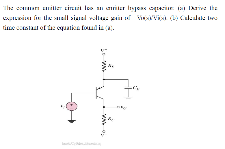 Solved The common emitter circuit has an emitter bypass | Chegg.com