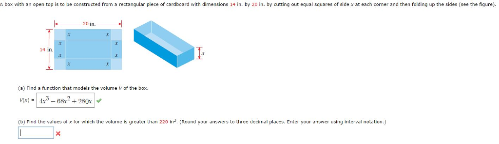 Solved A box with an open top is to be constructed from a | Chegg.com