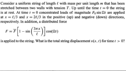 Consider a uniform string of length e with mass per | Chegg.com