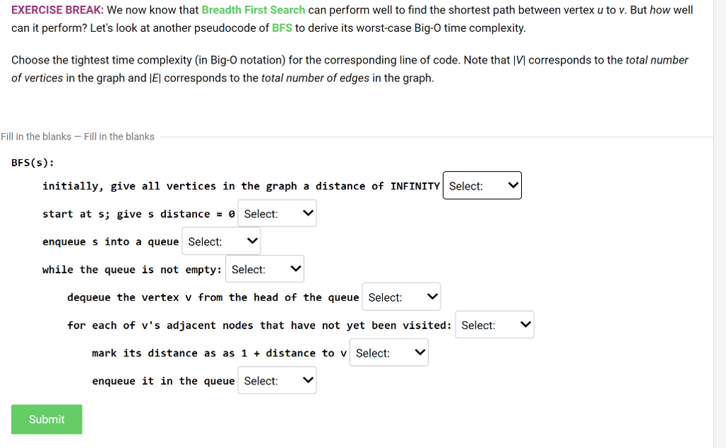 Solved EXERCISE BREAK: We now know that Breadth First Search | Chegg.com
