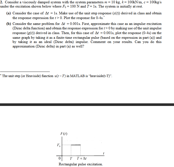 2. Consider a viscously damped system with the system | Chegg.com