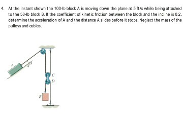 Solved At the instant shown the 100-lb block A is moving | Chegg.com