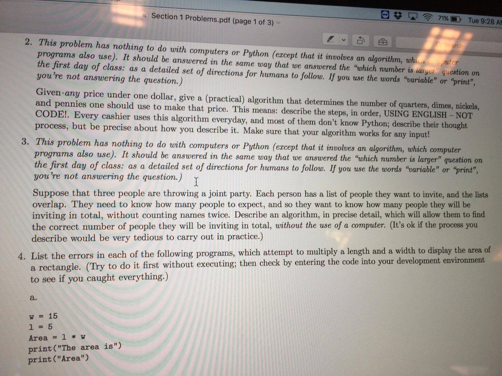 Solved This problem has nothing to do with computers or | Chegg.com