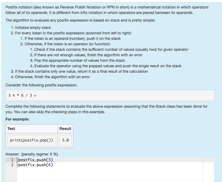 Solved Postfix Notation Also Known As Reverse Polish