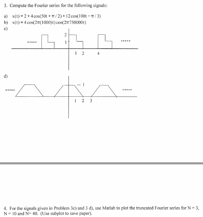 Solved Compute the Fourier series for the following signals: | Chegg.com
