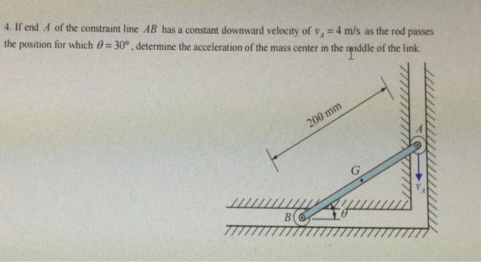 Solved 4. If end A of the constraint line AB has a constant | Chegg.com