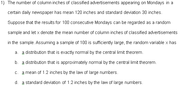 Solved The number of column inches of classified | Chegg.com