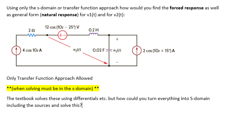 Solved Using only the s-domain or transfer function approach | Chegg.com