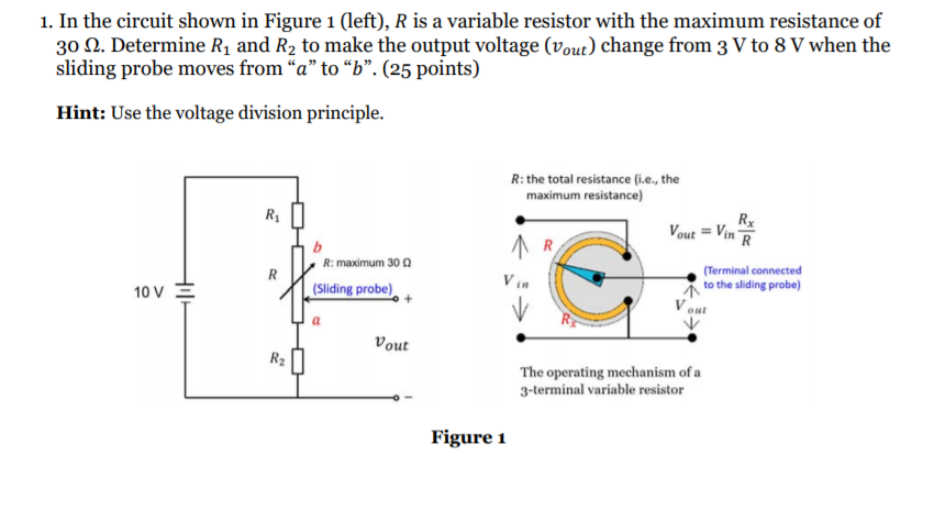 Solved 1. In the circuit shown in Figure 1 (left), R is a | Chegg.com