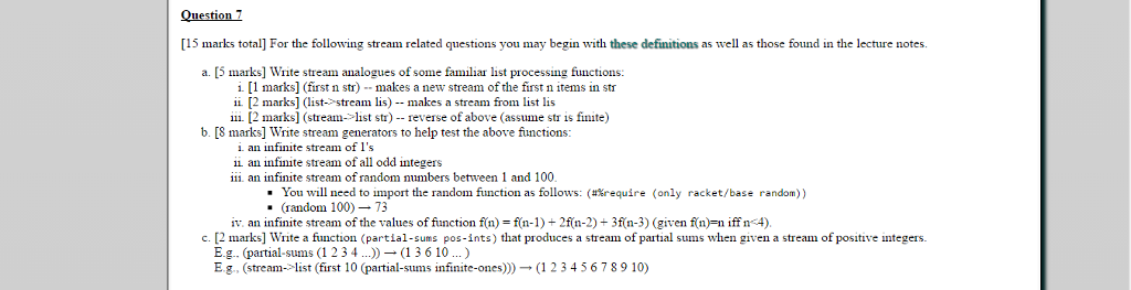 For the following stream related questions you may | Chegg.com