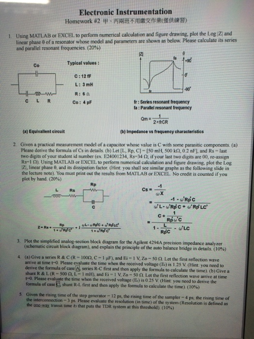 Solved Electronic Instrumentation Homework | Chegg.com