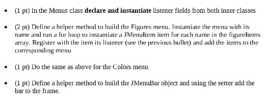 Solved 1. n this lab you implement a GUI (the Menus class) | Chegg.com