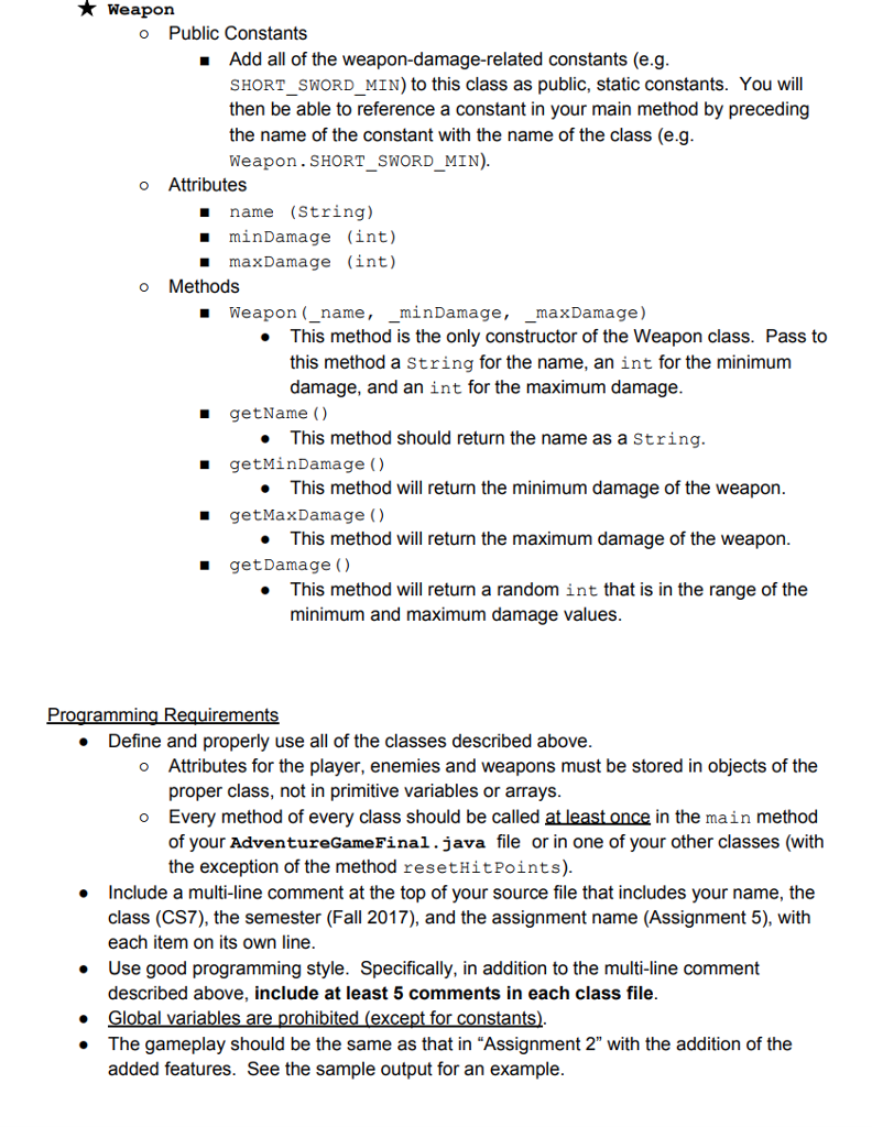 Solved Assignment 5: Object-Oriented Programming in the | Chegg.com