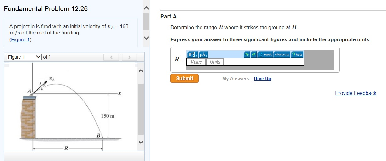 Solved A projectile is fired with an initial velocity of va | Chegg.com